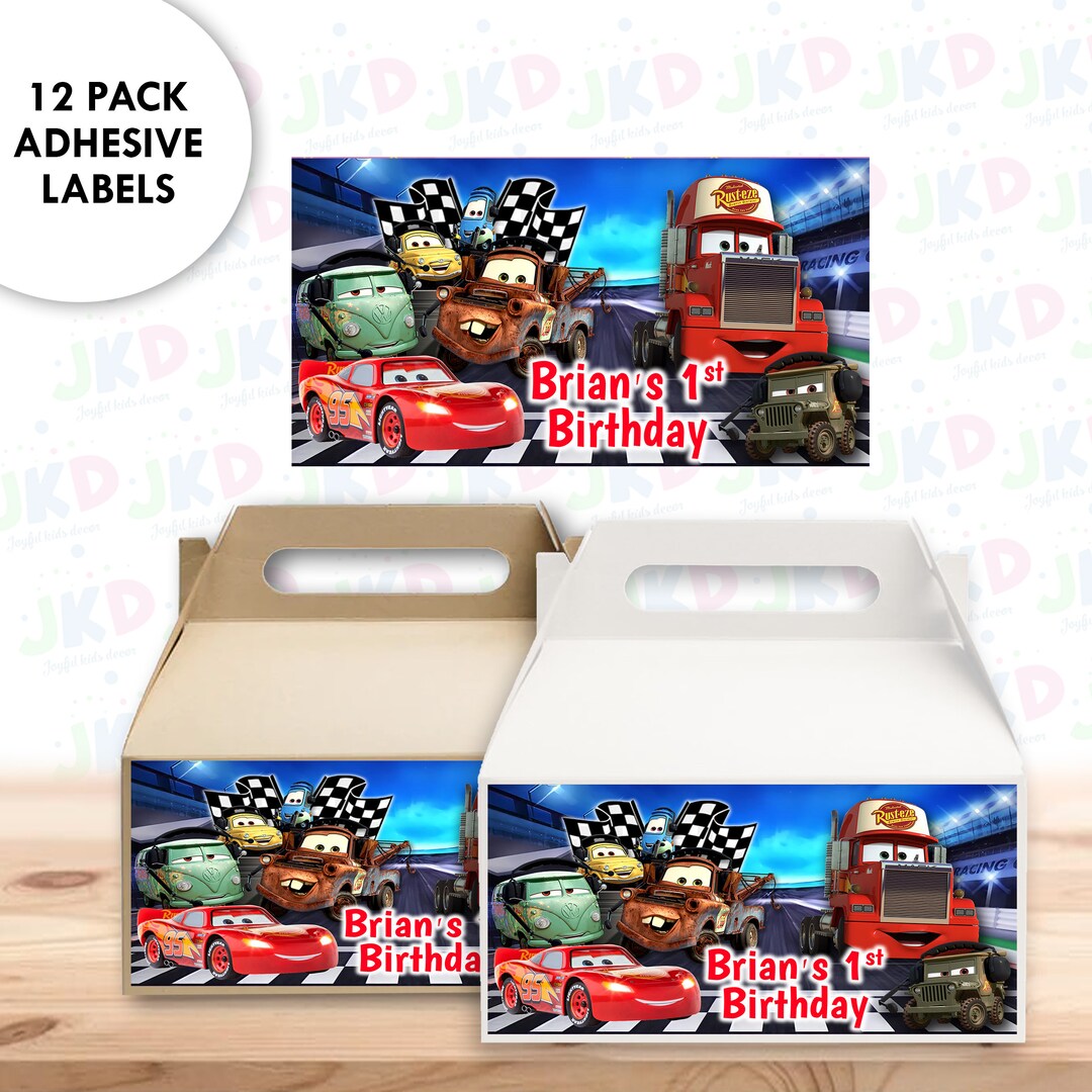 Cars Gable Box Labels | 12-pack Stickers | Size 6x3.25in - Etsy