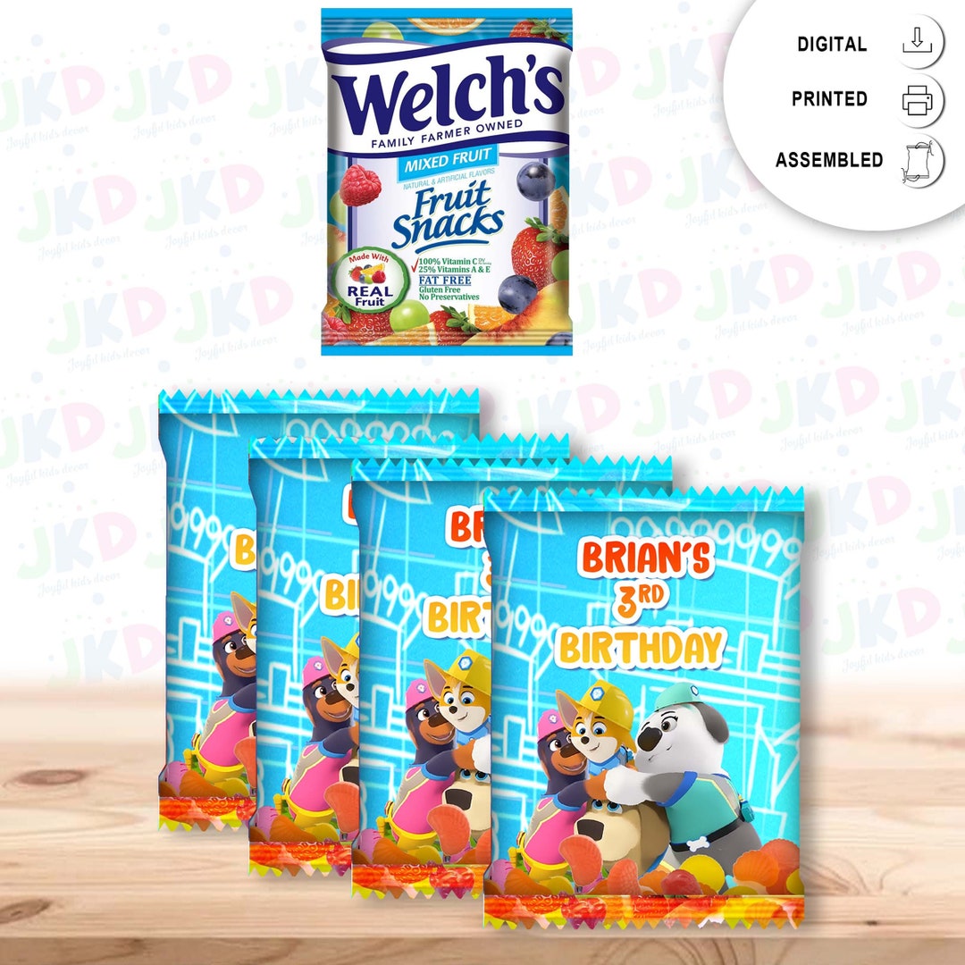 Pupstruction Fruit Snack Label Sticker for Kids Birthday Party Favor ...