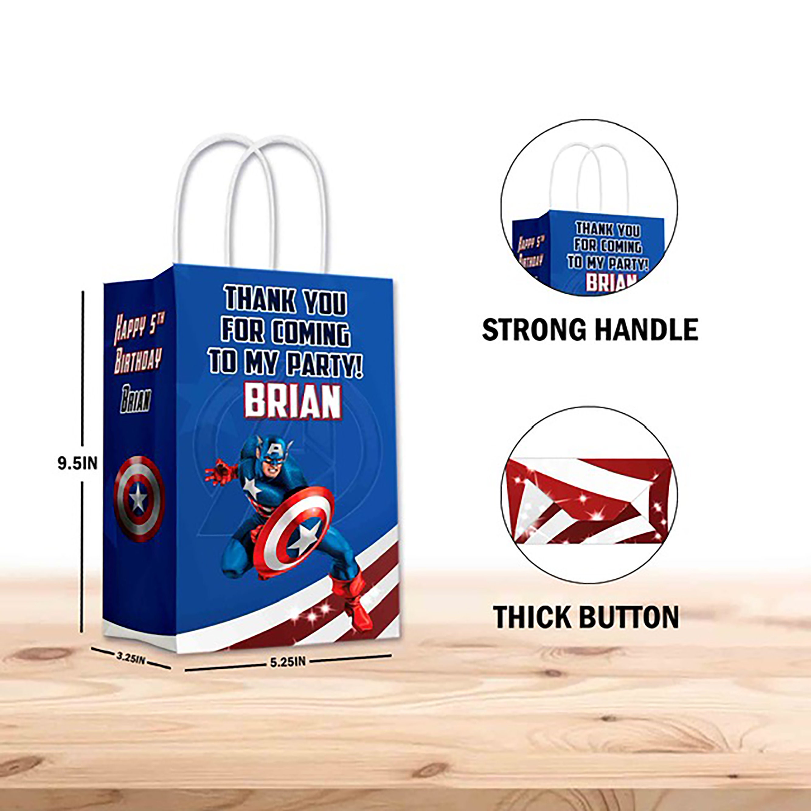 Captain America Bags With Handles for Kids Gift Favor Birthday Party ...