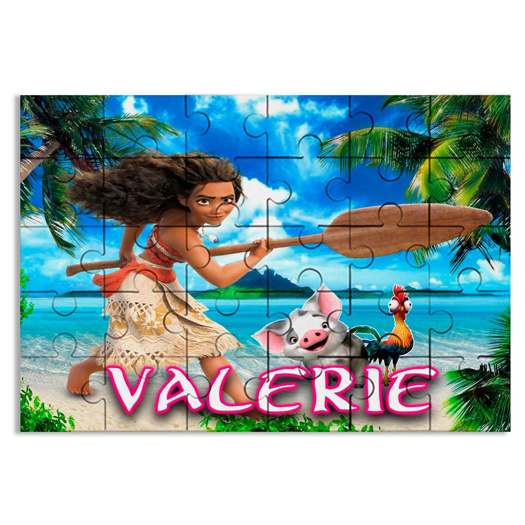 Moana Puzzle With Name Kids Jigsaw Gift Son Daughter Birthday | 30pcs 7 ...