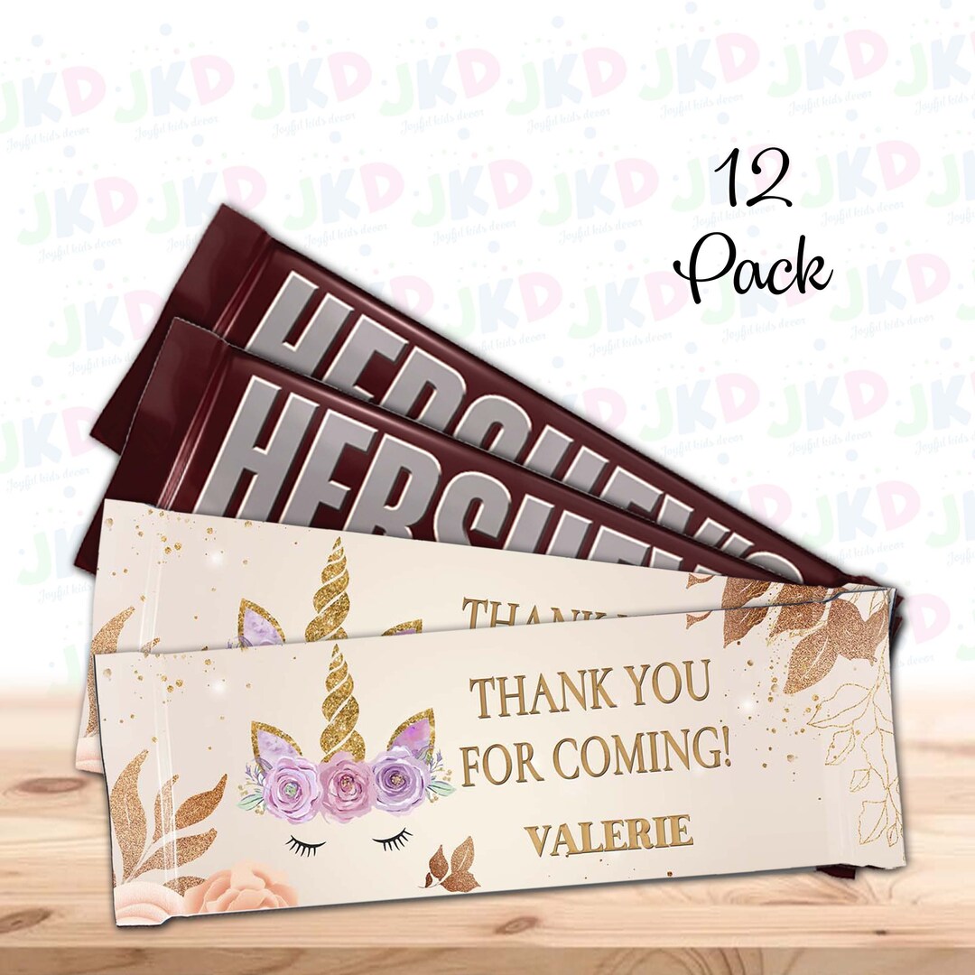 Unicorn Face Candy Bar Labels for Party Decor Chocolate Birthday Favor ...
