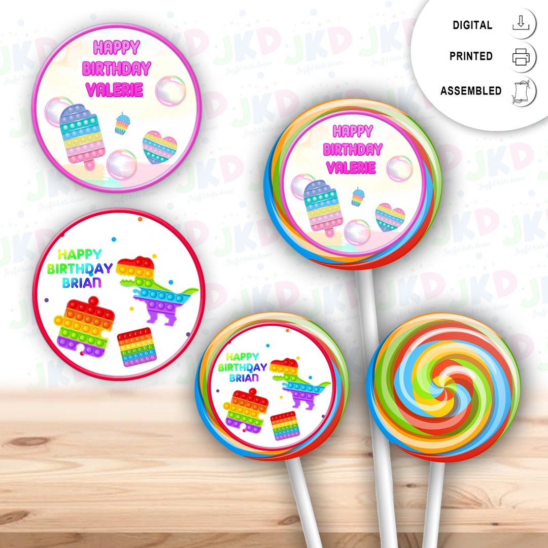 Pop It Stickers for Birthday Party Decor Lollipops Candy Favors| 12 ...