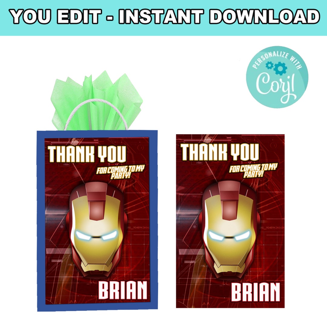 Iron Man Gift Favor Bag Label | Self-editing | Instant Download - Etsy