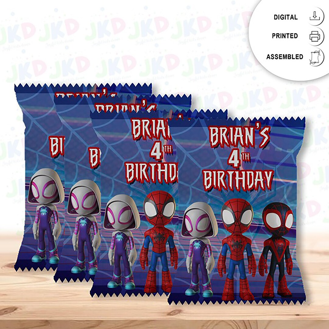 Spidey Chip Bags Label for Kids Birthday Party Favor Decor Digital ...