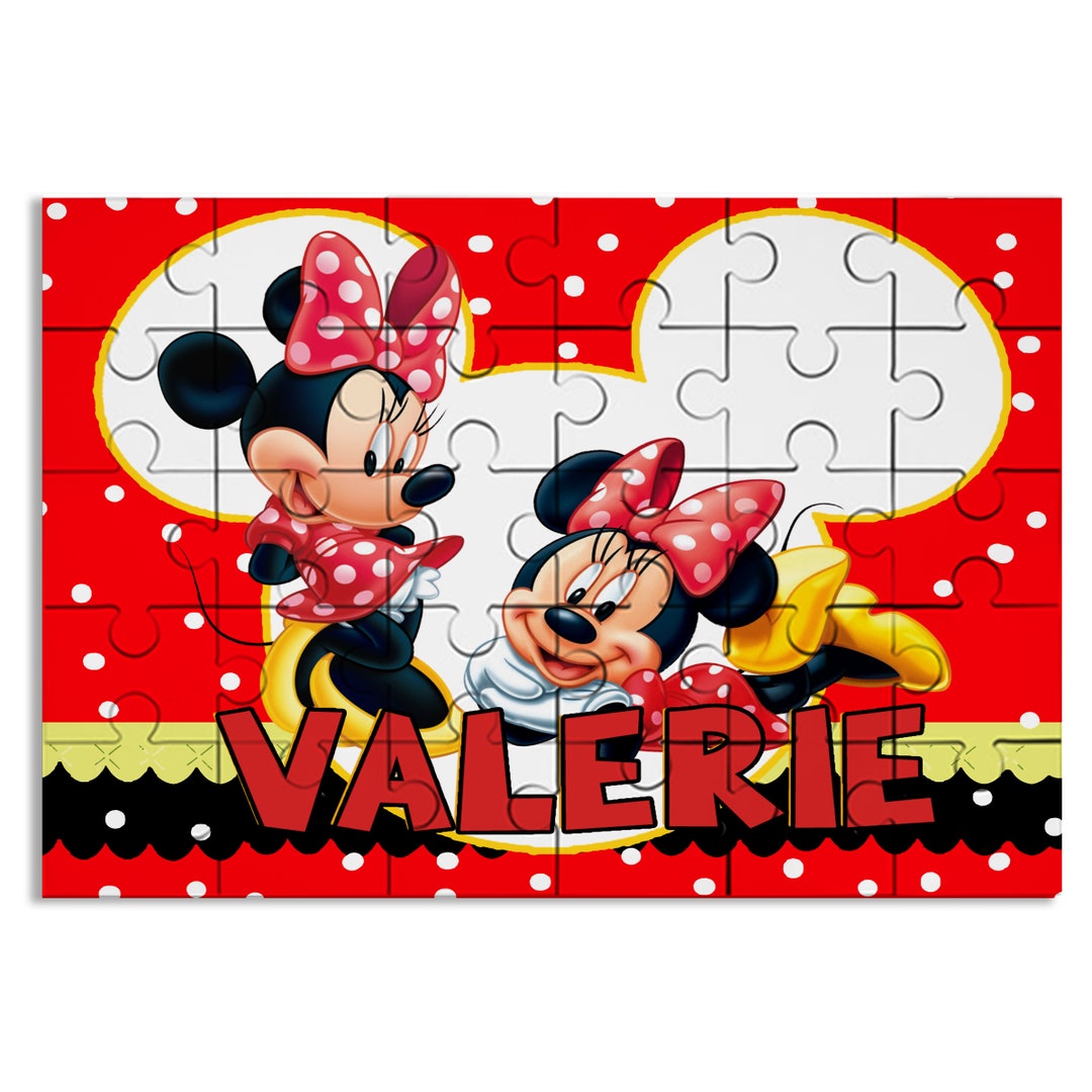 Minnie Mouse Puzzle With Name Kids Jigsaw Gift Son Daughter Birthday ...