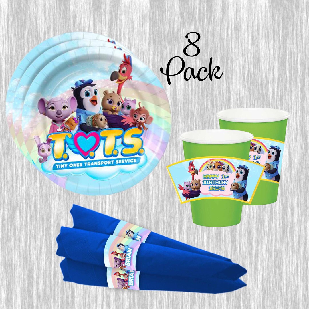 TOTS Cake Plates, Cups and Napkins Set - 8pk (24pieces) - Personalized ...