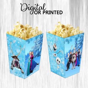 Frozen Popcorn Box for Birthday Party Candy Snack Favor - Digital and ...