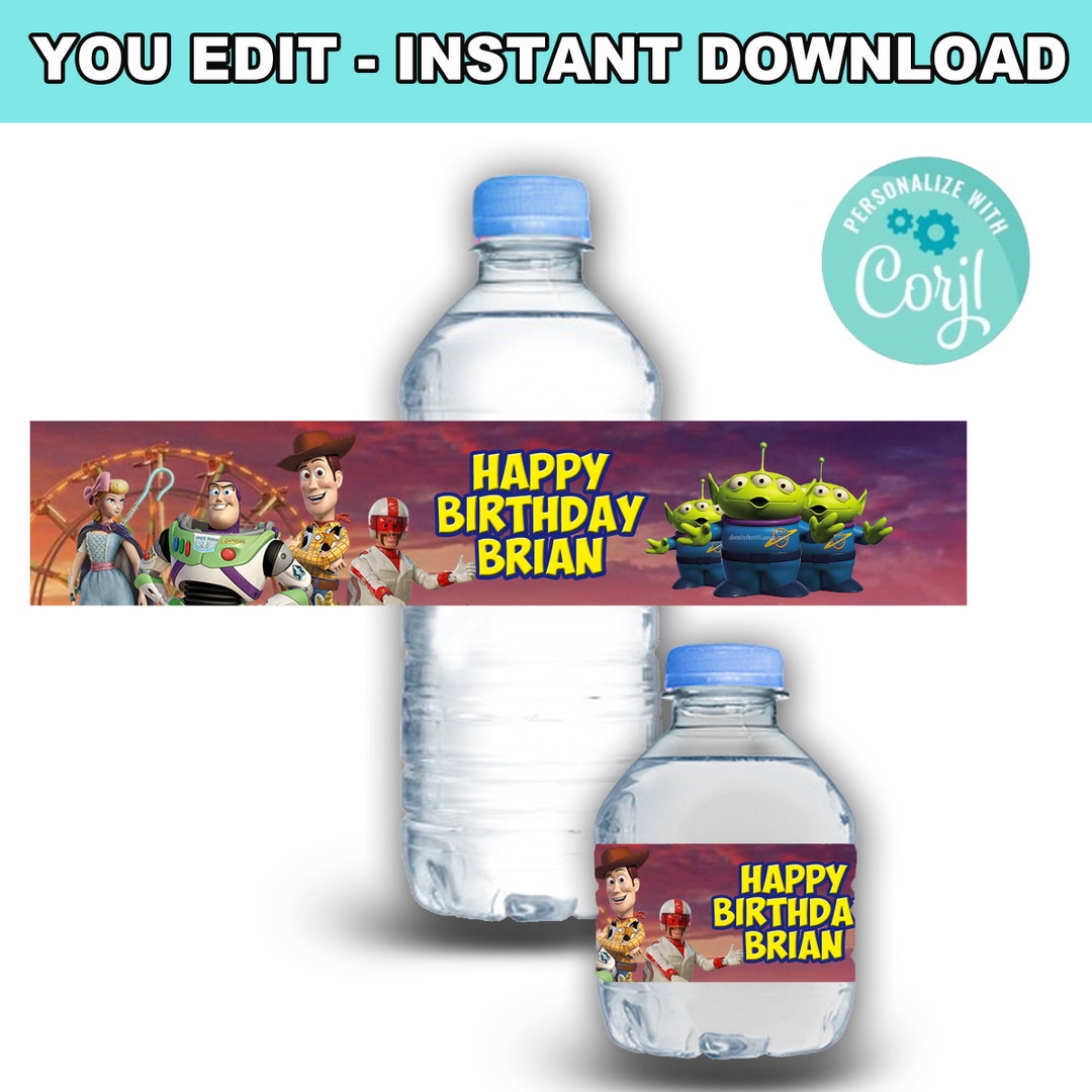 Toy Story Water Bottle Labels | Self-editable Instant Digital Download ...