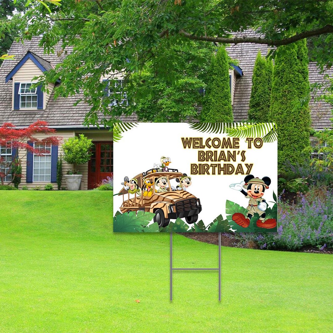 Mickey Mouse Safari Yard Sign for Birthday Party Decor Weatherproof ...