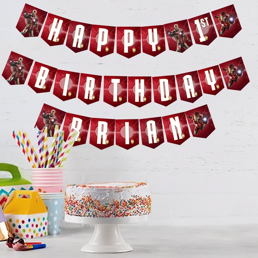 Iron Man Birthday Banner for Wall Party Decor Customized With Ribbon ...