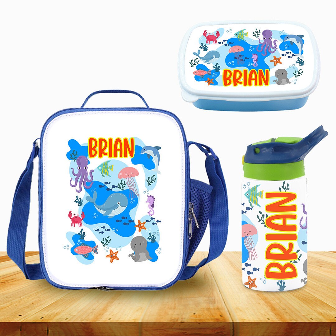 Custom School Kids Bundle Insulated Lunch Bag Snack Box Sippy Cup ...