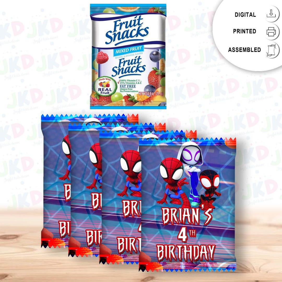 Spidey Fruit Snack Label Sticker for Kids Birthday Party Favor Decor ...