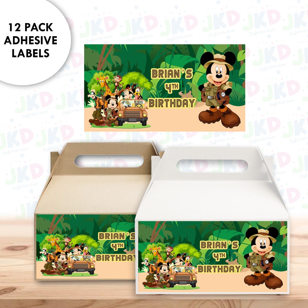Mickey Mouse Safari Gable Box Labels | 12-pack Stickers | Size 6x3.25in ...