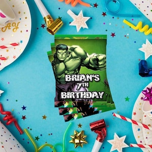 The Incredible Hulk Fruit Snack Label Sticker for Kids Birthday Party ...
