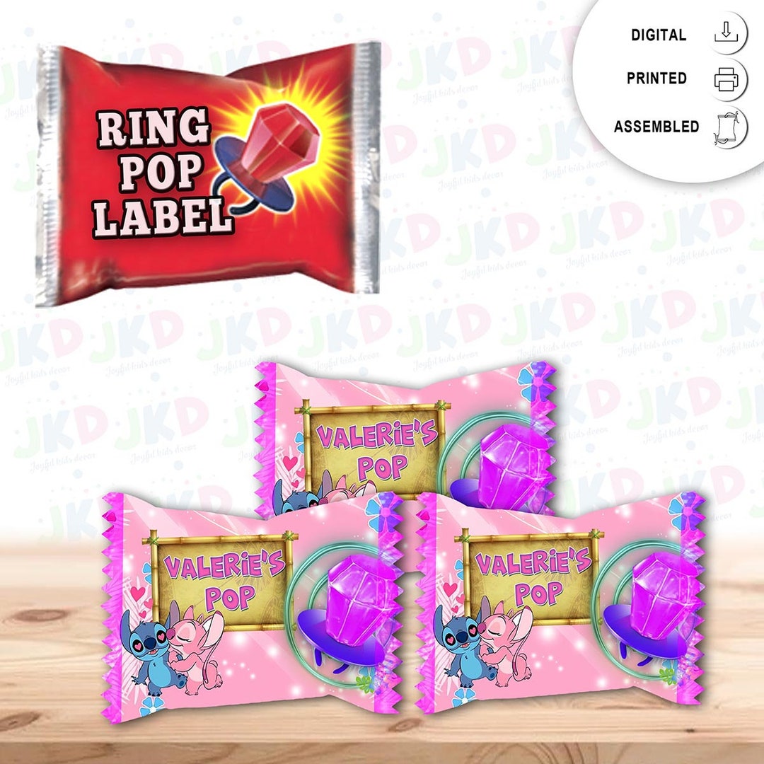 Stitch Ring Pop Label Sticker for Birthday Party Candy Favor - Digital ...