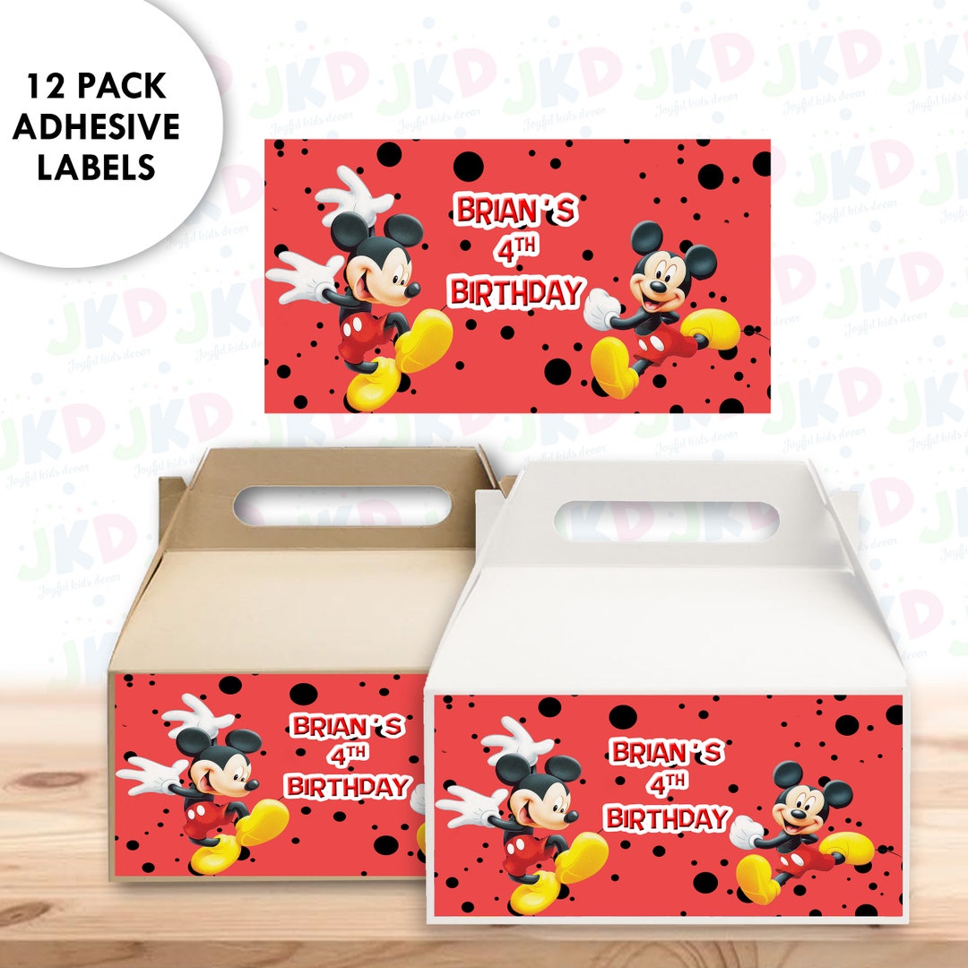 Mickey Mouse Gable Box Labels | 12-pack Stickers | Size 6x3.25in - Etsy