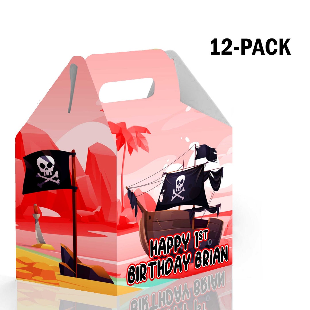 Pirates Candy Gable Box for Birthday Party Favors 12 Pack - 4.4x4.5in ...