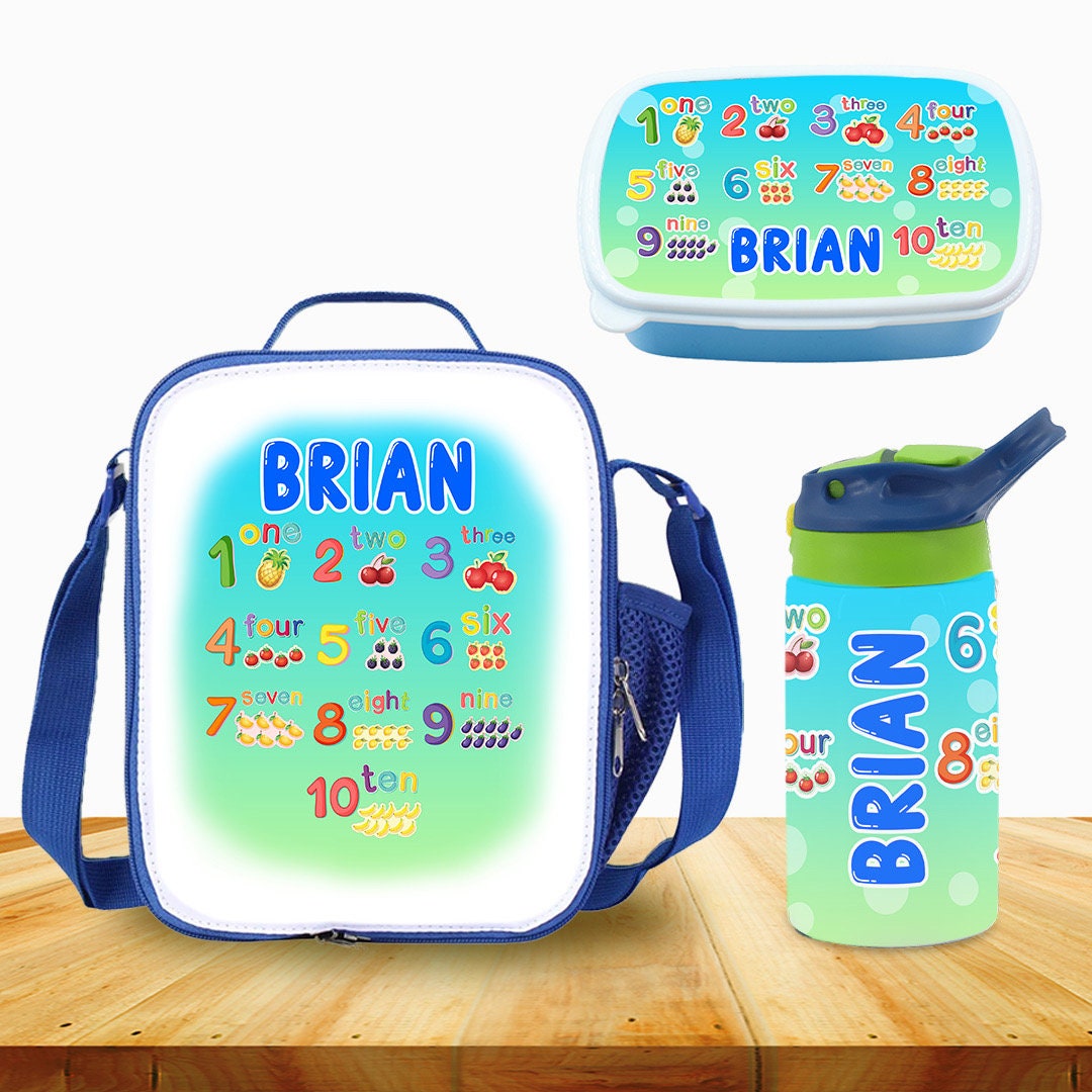 Custom School Kids Bundle Insulated Lunch Bag Snack Box Sippy Cup ...