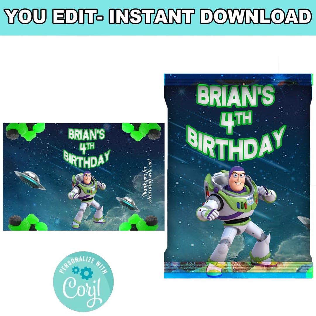 Buzz Lightyear Fruit Snack Wrapper Labels Instant Download Self ...