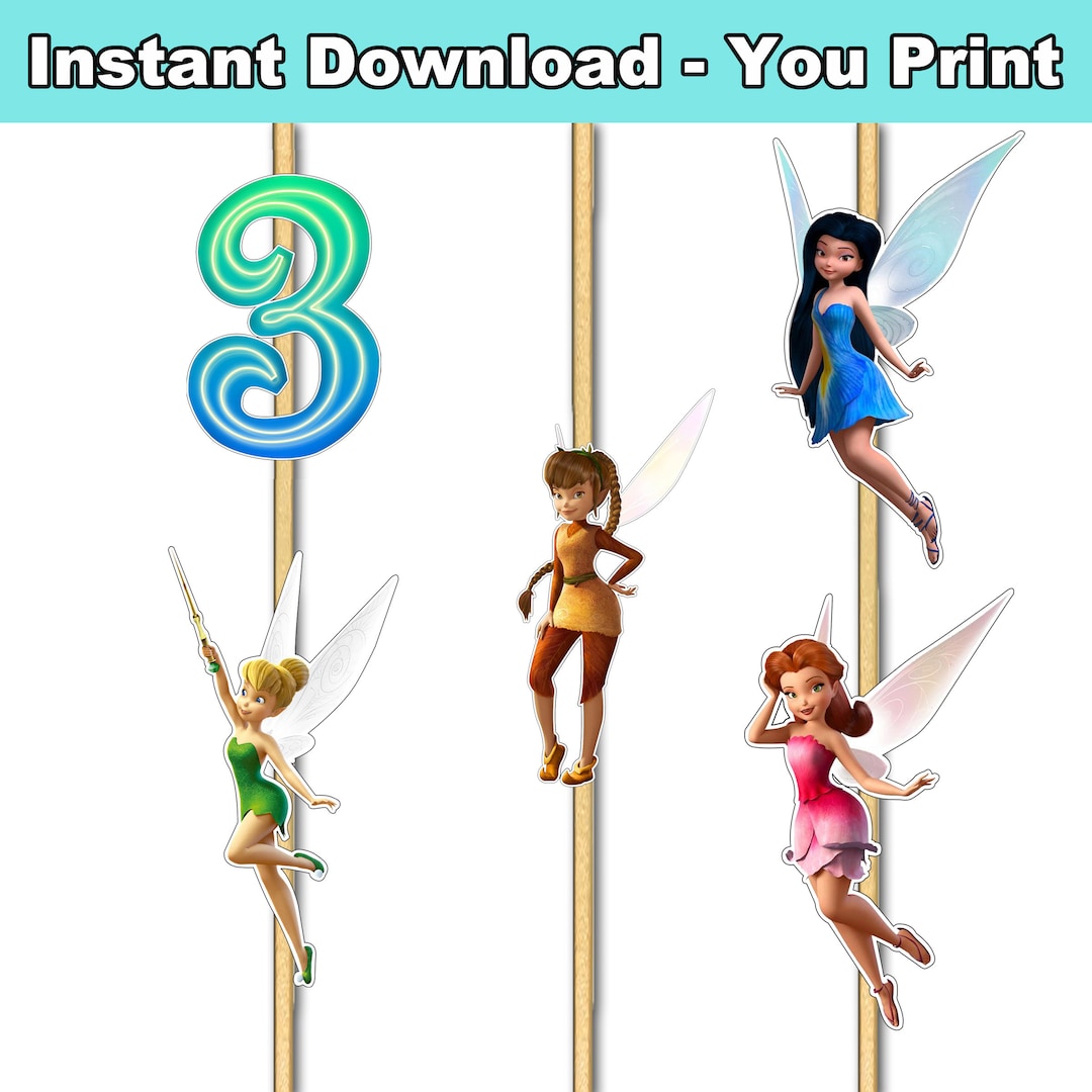 Tinker Bell Cake Topper Images - Party Decoration - YOU PRINT - Etsy
