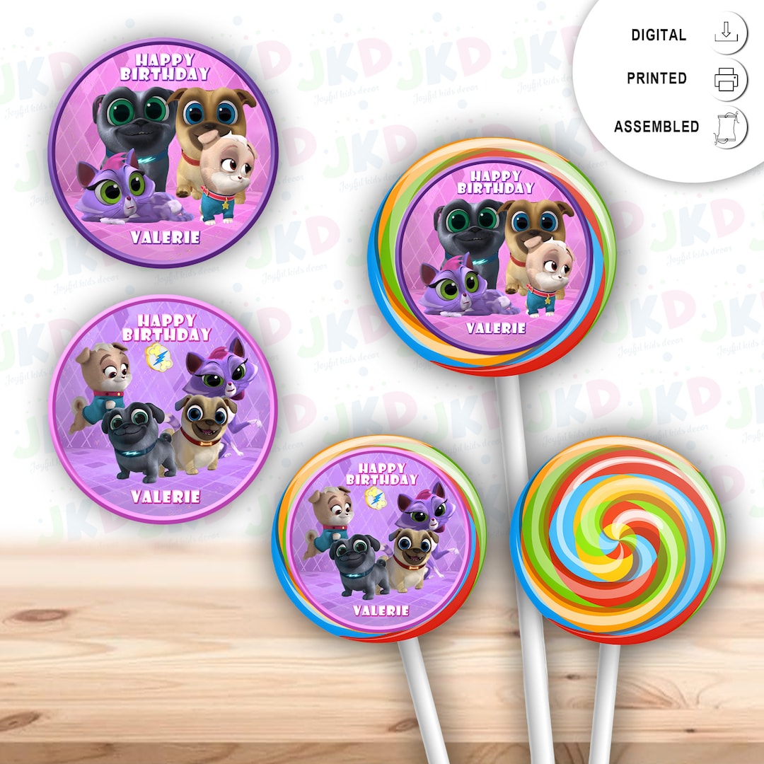 Puppy Dog Pals Stickers for Birthday Party Decor Lollipops Candy Favors ...