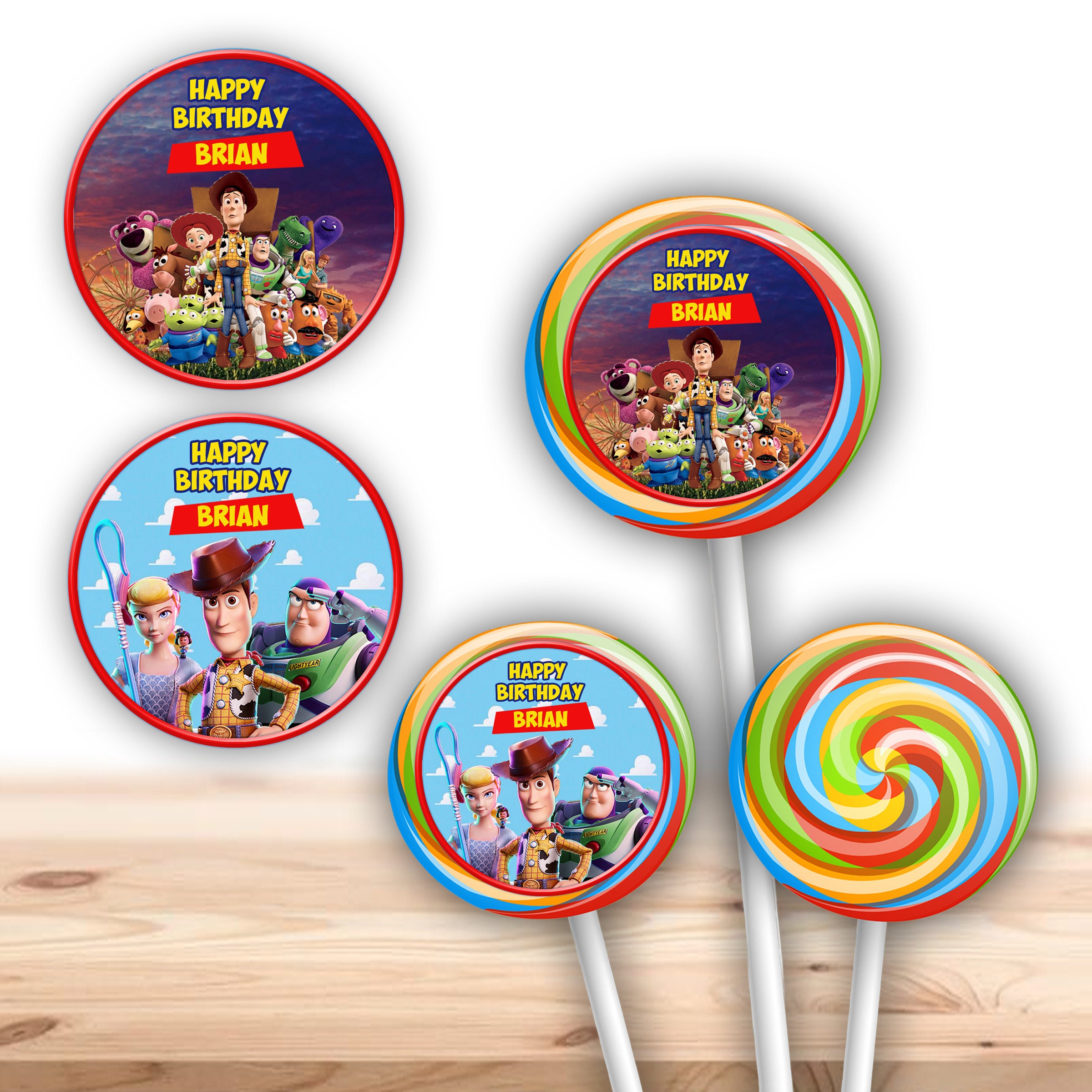 Toy Story Round Stickers Instant Download Editable With - Etsy Australia