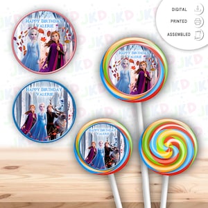 Frozen 2 Stickers for Birthday Party Decor Lollipops Candy Favors| 12 ...