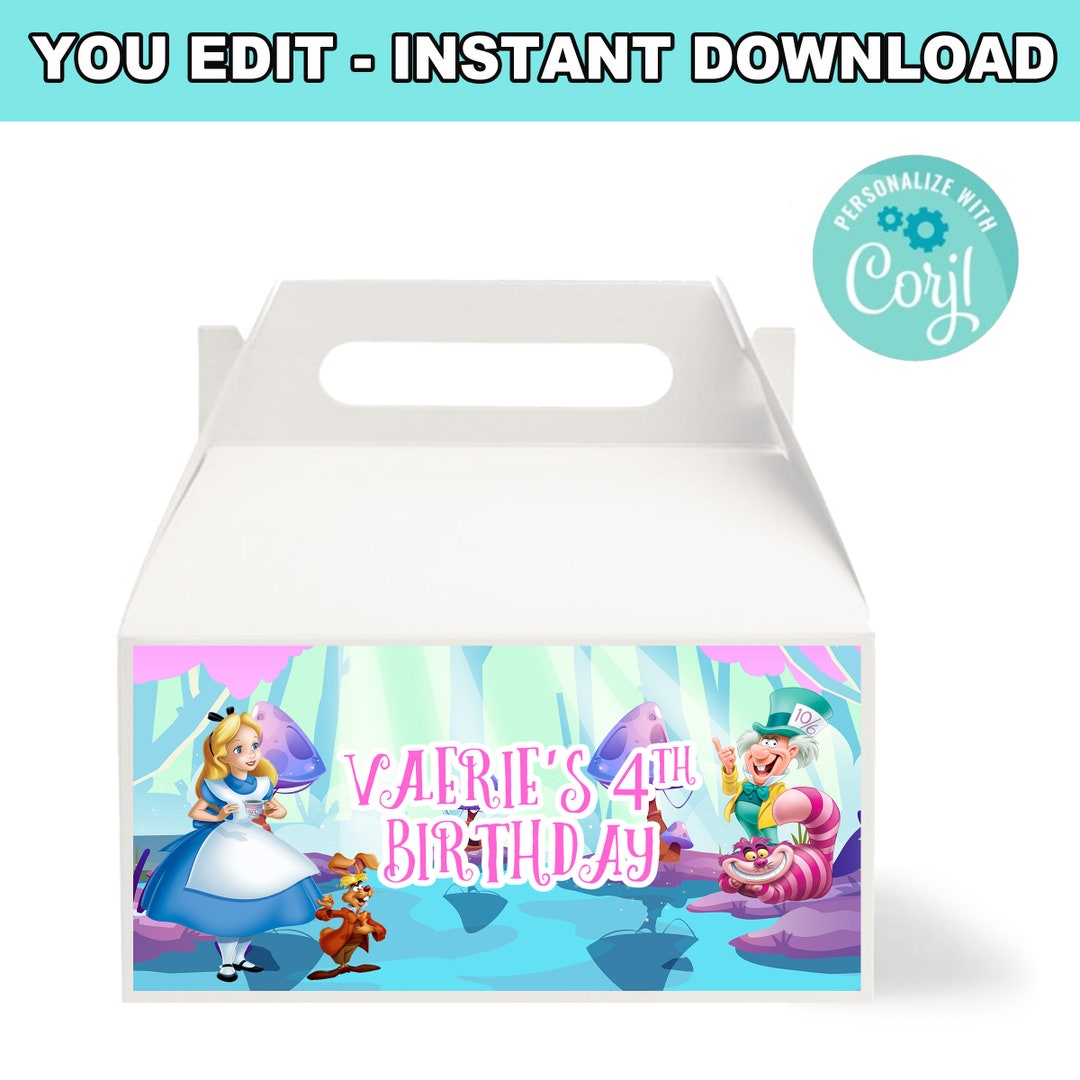 Alice in Wordeland Gable Box Label | Self-editing | Instant Download - Etsy