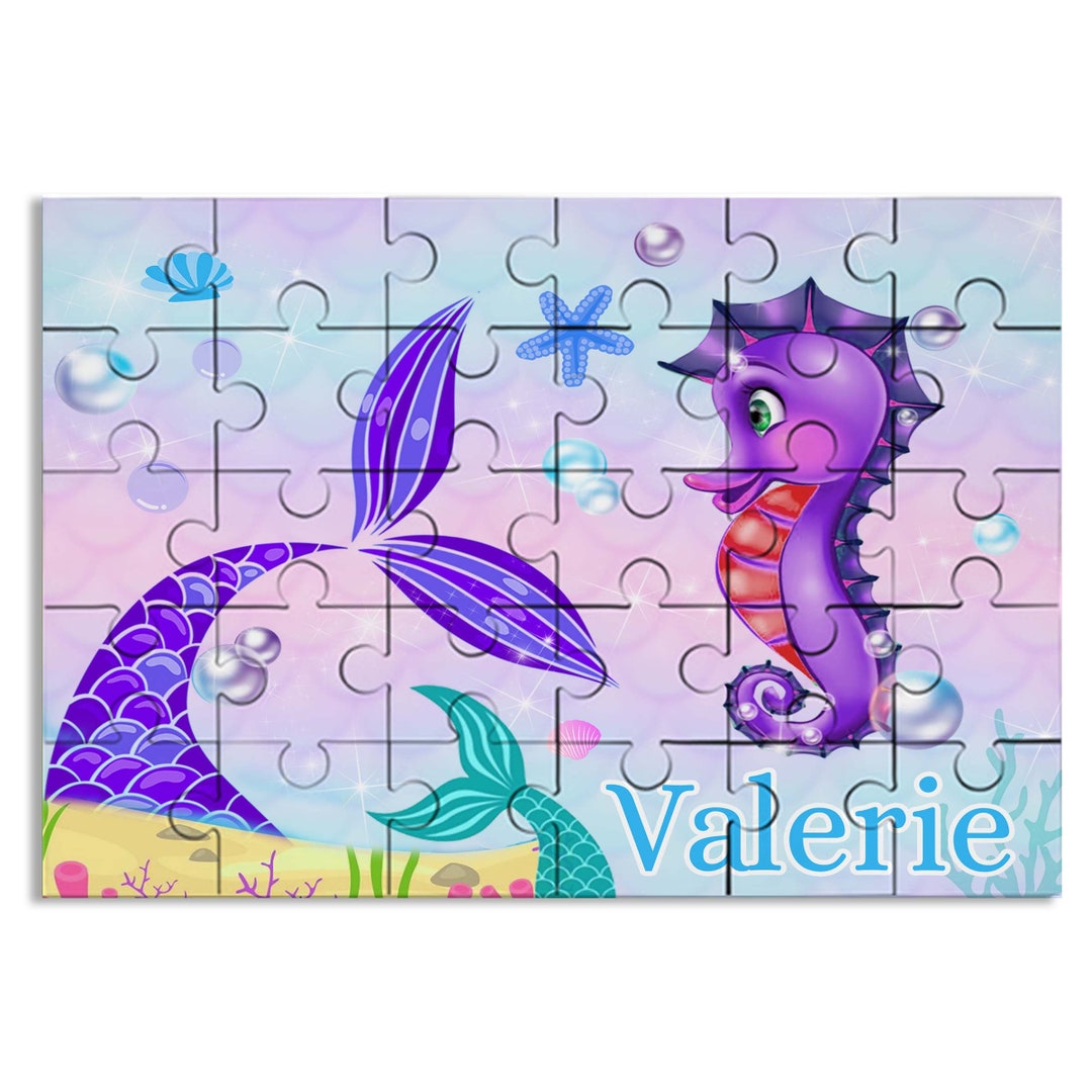 Mermaid Tail Puzzle With Name Kids Jigsaw Gift Son Daughter Birthday ...