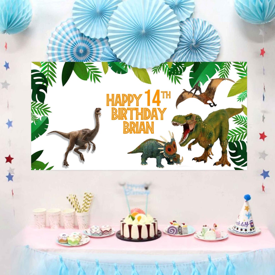 Dinosaurs Birthday Banner Weatherproof Vinyl for Party Decor | Custom ...