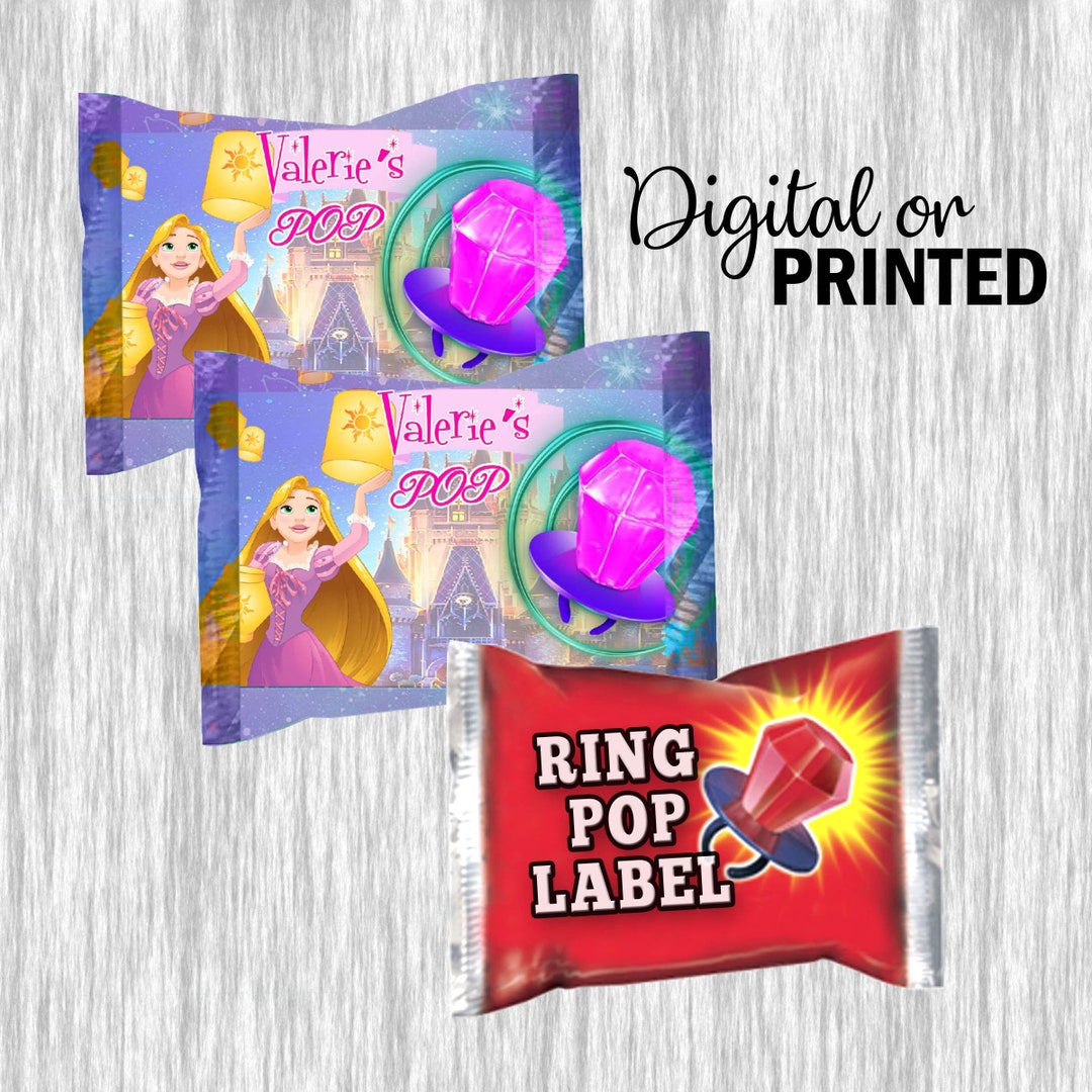 Tangled Ring Pop Label Sticker for Birthday Party Candy Favor Digital ...