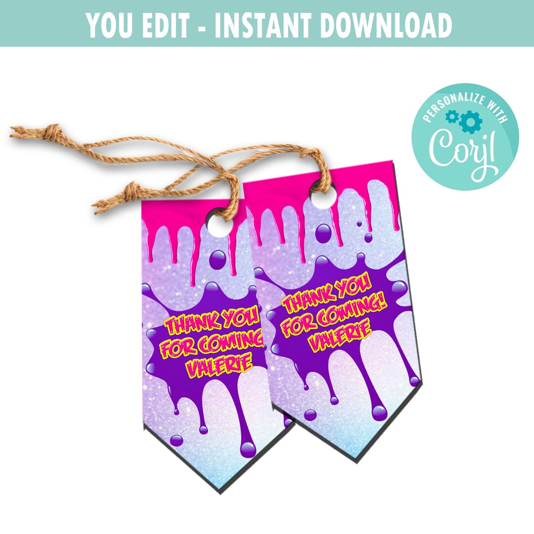 Slime Favor Tags | Instant Digital Download | Self-editing - Etsy
