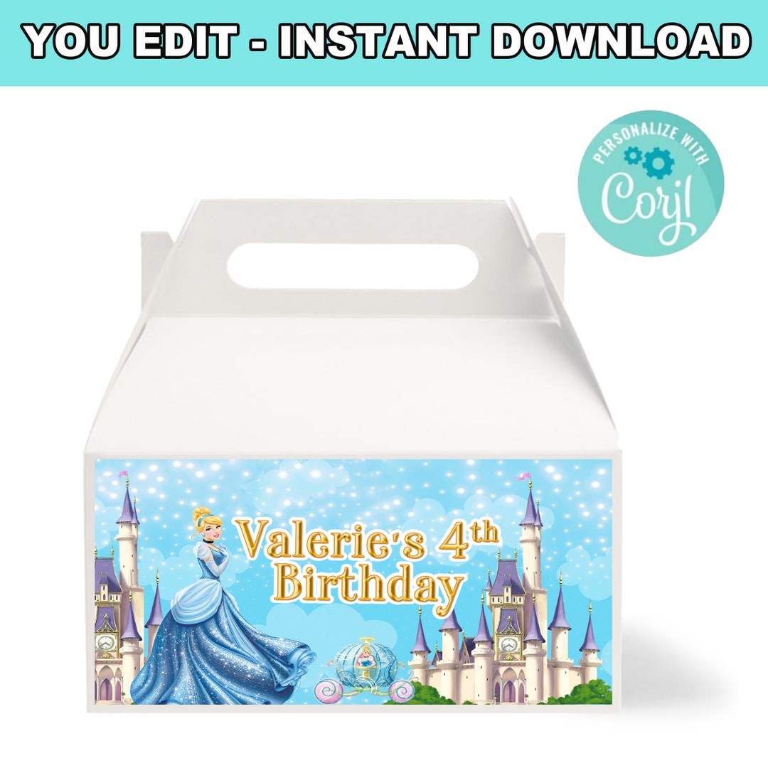 Cinderella Gable Box Label | Self-editing | Instant Download - Etsy