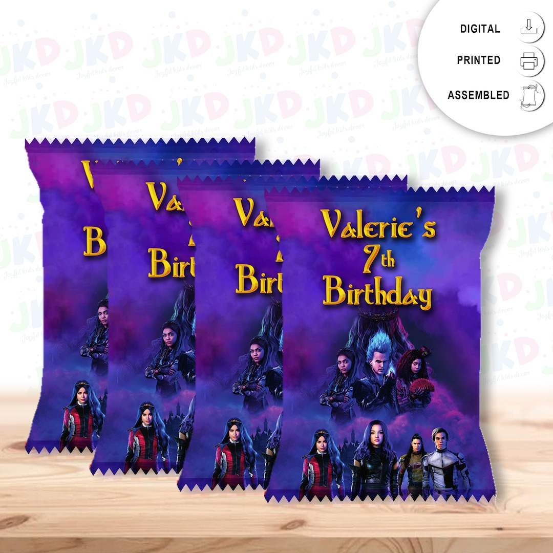 Descendants Chip Bags Label for Kids Birthday Party Favor Decor ...