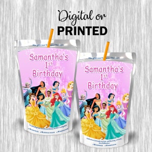 Princesses Juice Pouch Label Sticker for Kids Birthday Party Favor ...