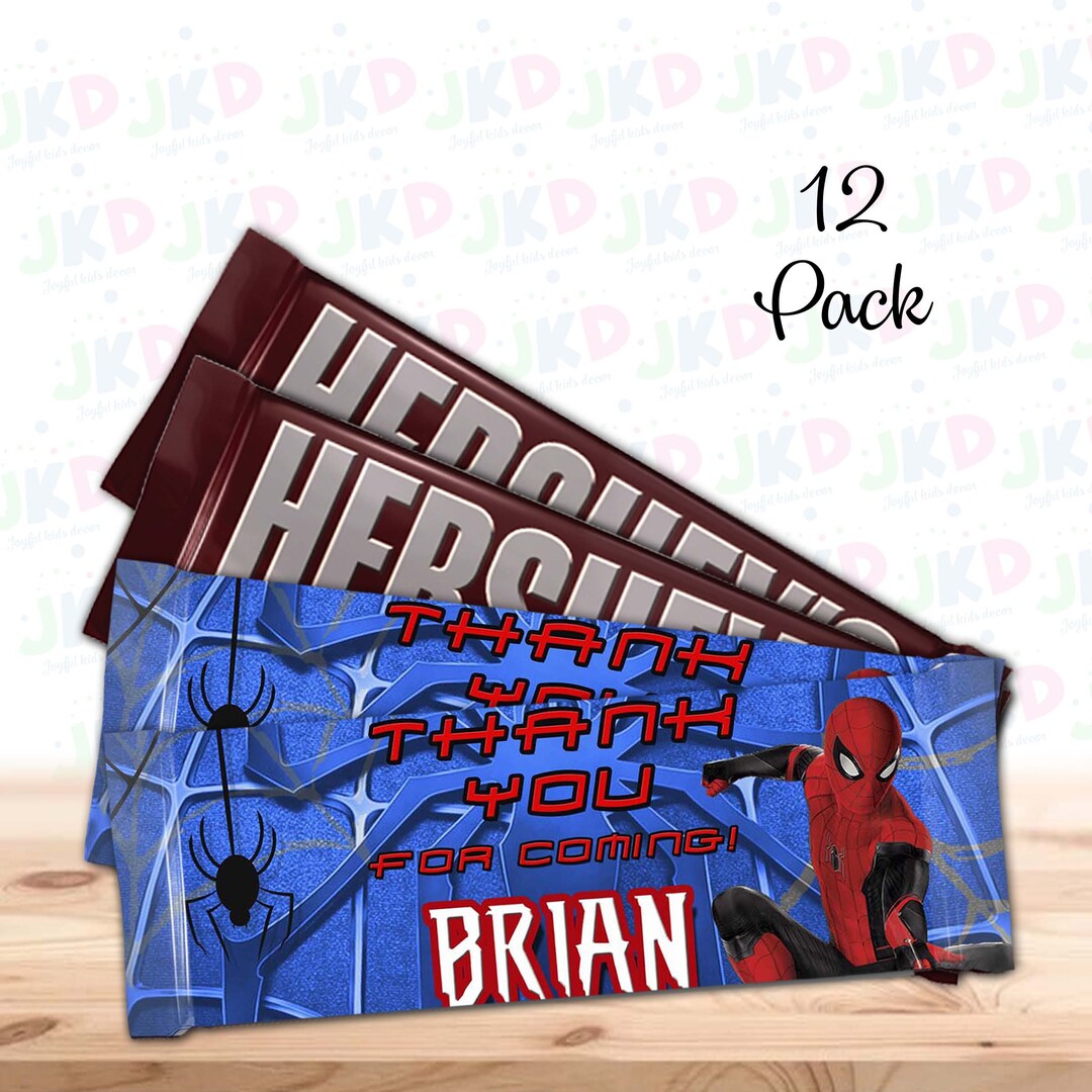 Spiderman Candy Bar Labels for Party Decor Chocolate Birthday Favor 12 ...