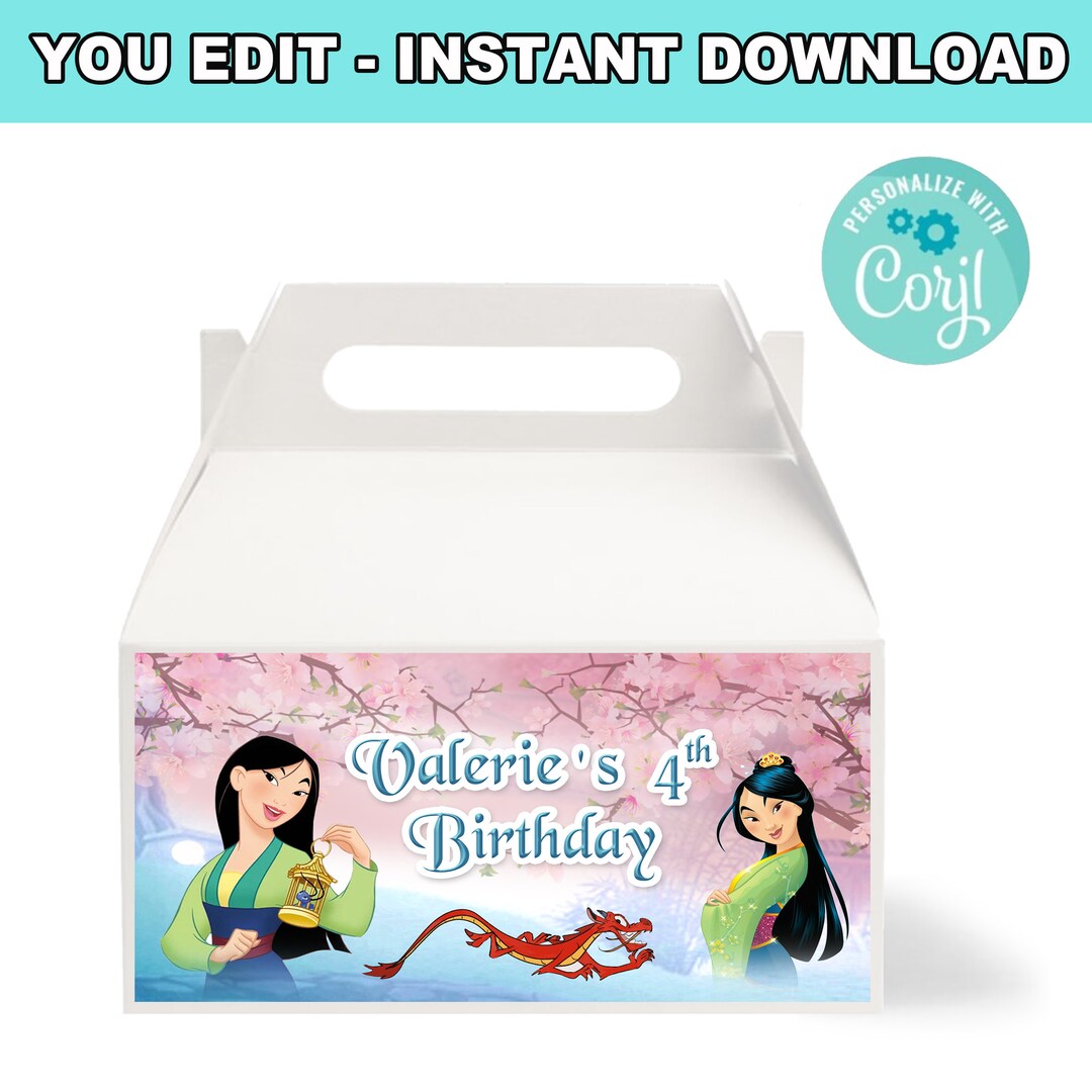 Mulan Gable Box Label | Self-editing | Instant Download - Etsy