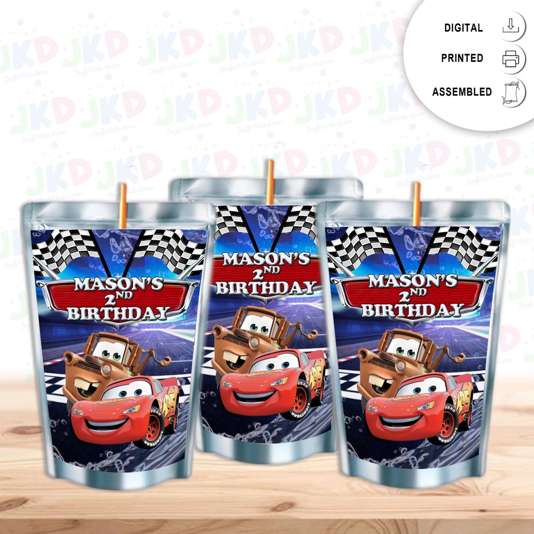 Cars Juice Pouch Label Sticker or Complete Custom Juice Pouches for ...