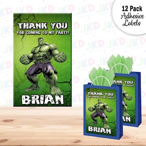 Hulk Gift Favor Bag Labels | 12-pack Stickers | Size 8x5in - Etsy