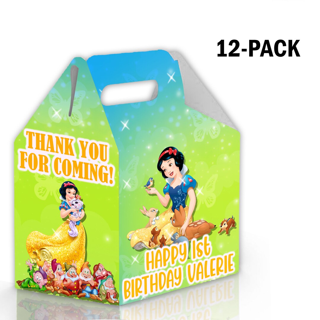 Snow White Candy Gable Box for Birthday Party Favors 12 Pack 4.4x4.5in ...