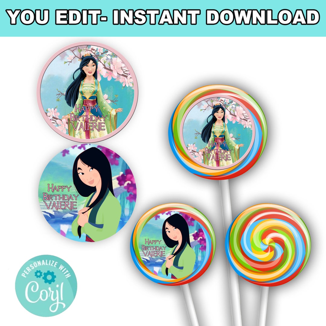 Mulan Round Stickers | Instant Download | Editable With Corjl | Perfect ...