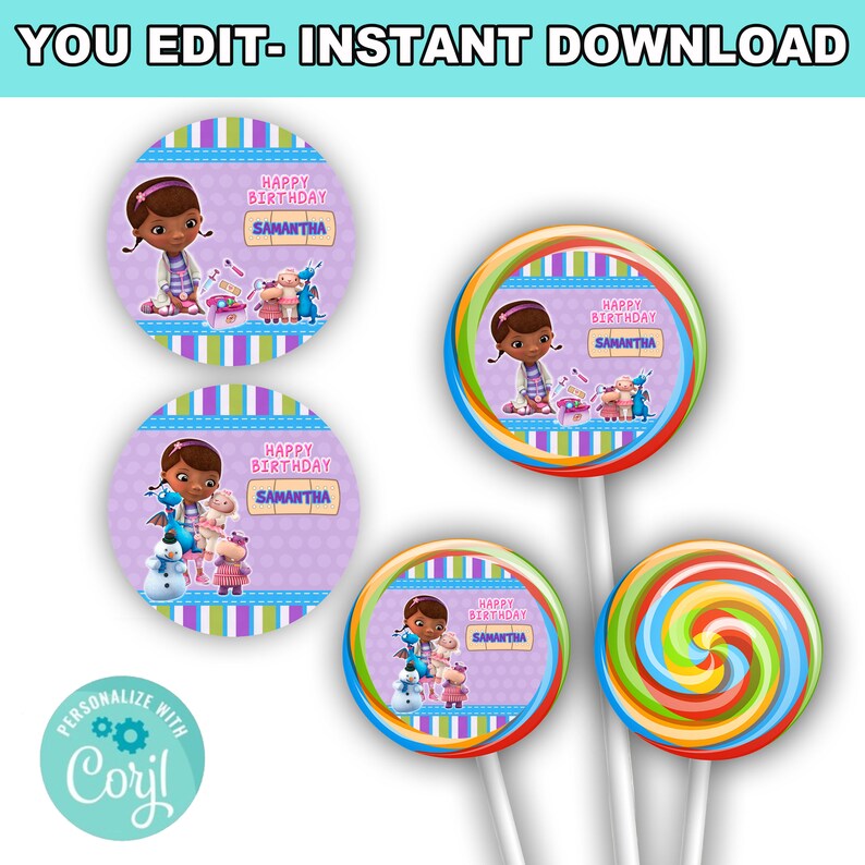 Doc Mcstuffins Stickers | Instant Download | Editable With Corjl ...
