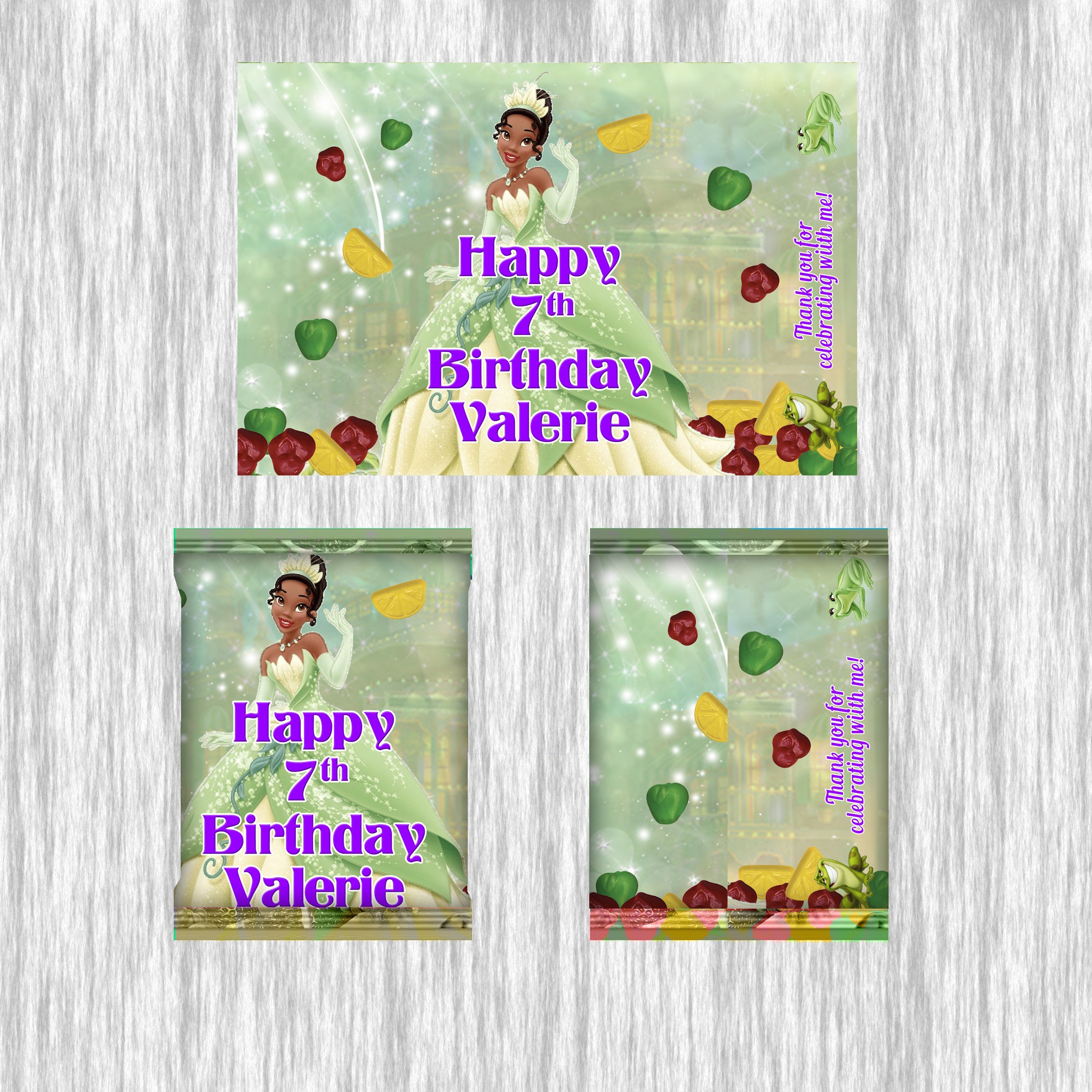 Tiana Fruit Snack Label Sticker for Kids Birthday Party Favor Decor ...
