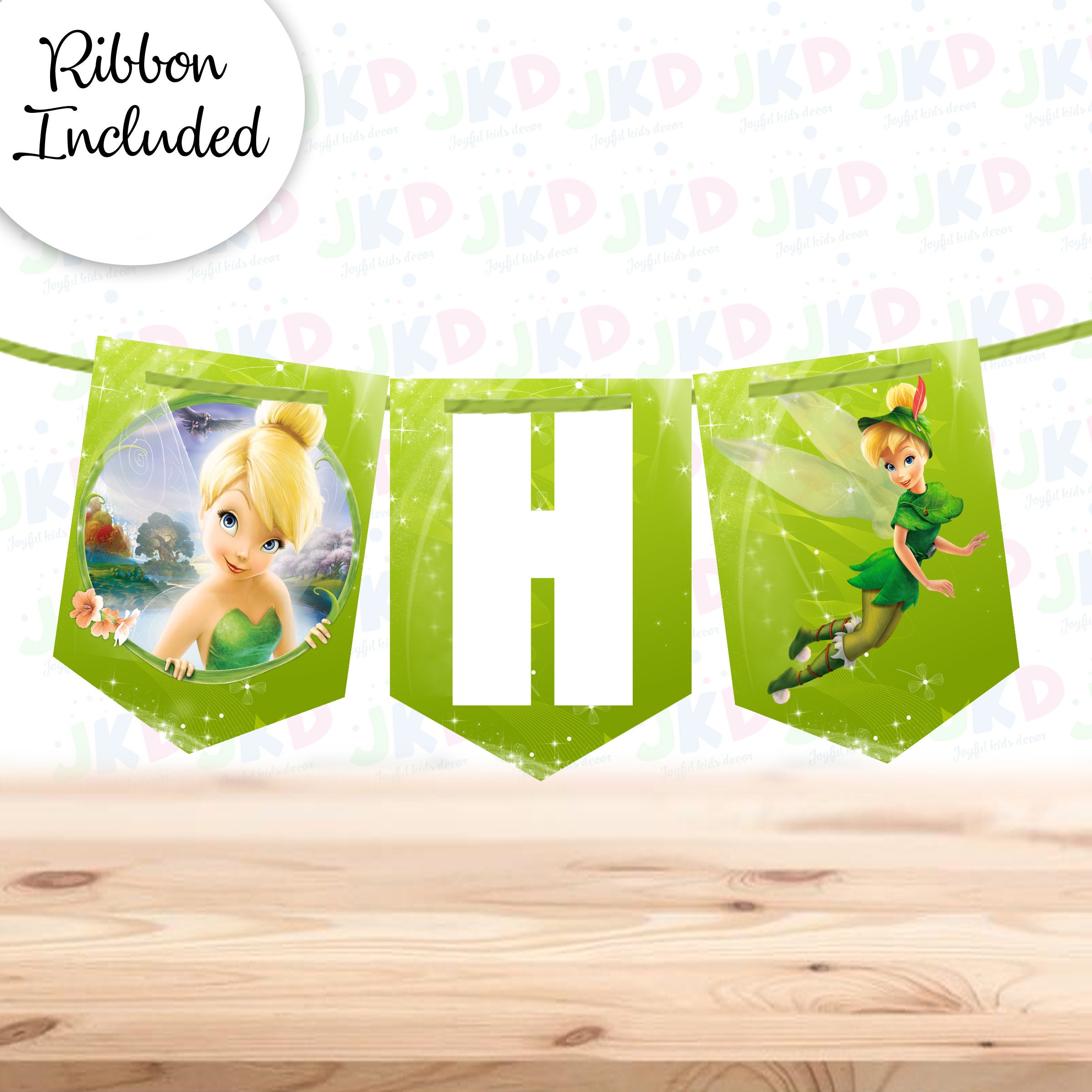 Tinker Bell Birthday Banner for Wall Party Decor Customized With Ribbon ...