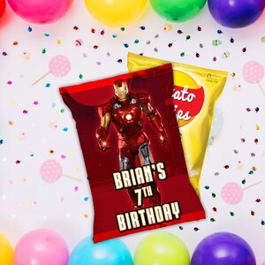 Iron Man Chip Bags Label for Kids Birthday Party Favor Decor, Stickers ...