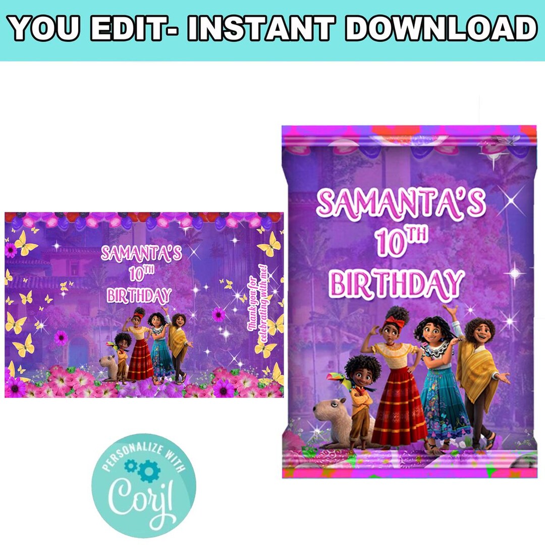 Encanto Fruit Snack Wrapper Labels Instant Download Self-editable ...