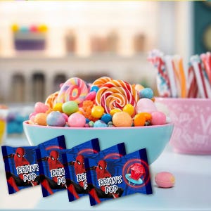 Spiderman Ring Pop Label Sticker for Birthday Party Candy Favor ...