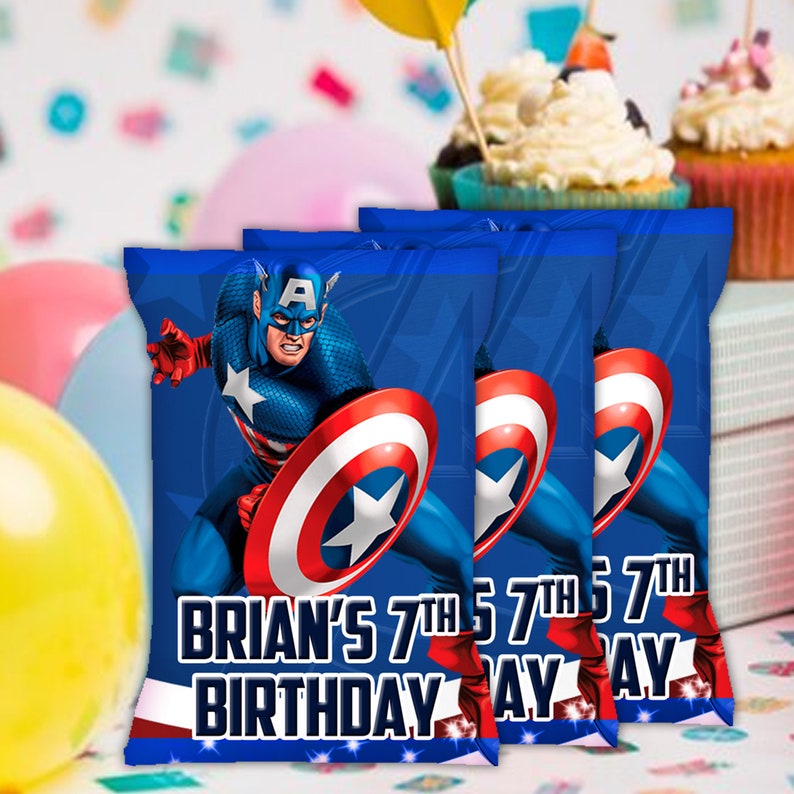 Captain America Chip Bags Label for Kids Birthday Party Favor Decor ...