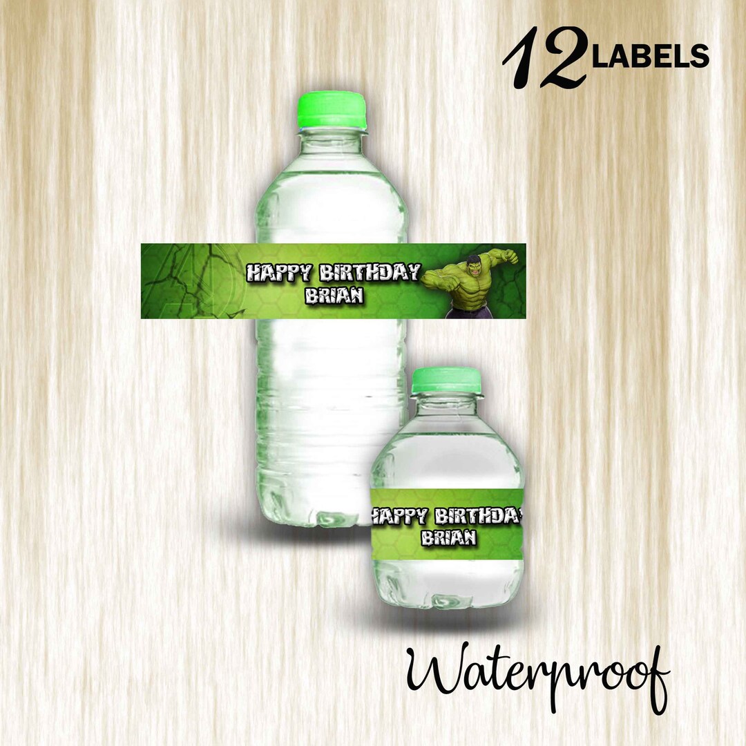 Hulk Bottle Water Labels Waterproof Stickers for Kids Birthday Party ...
