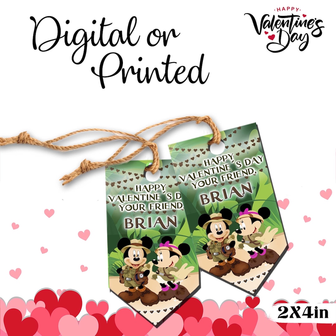Mickey Safari Valentine’s Day Gift Tags - Digital or Printed - Etsy